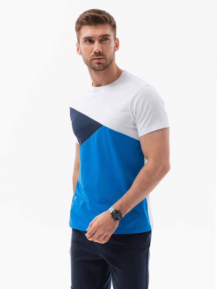 Men's tri-color t-shirt - blue V4 S1640 | MODONE wholesale - Clothing ...