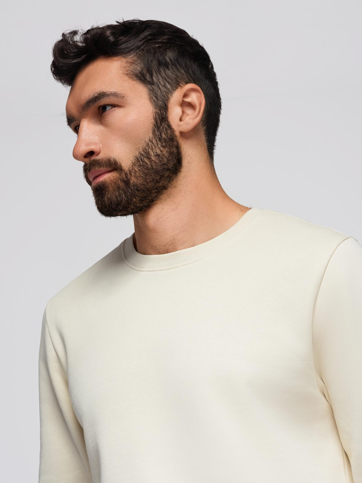 BASIC men's sweatshirt with round neckline - cream V11 OM-SSBN-0175 ...