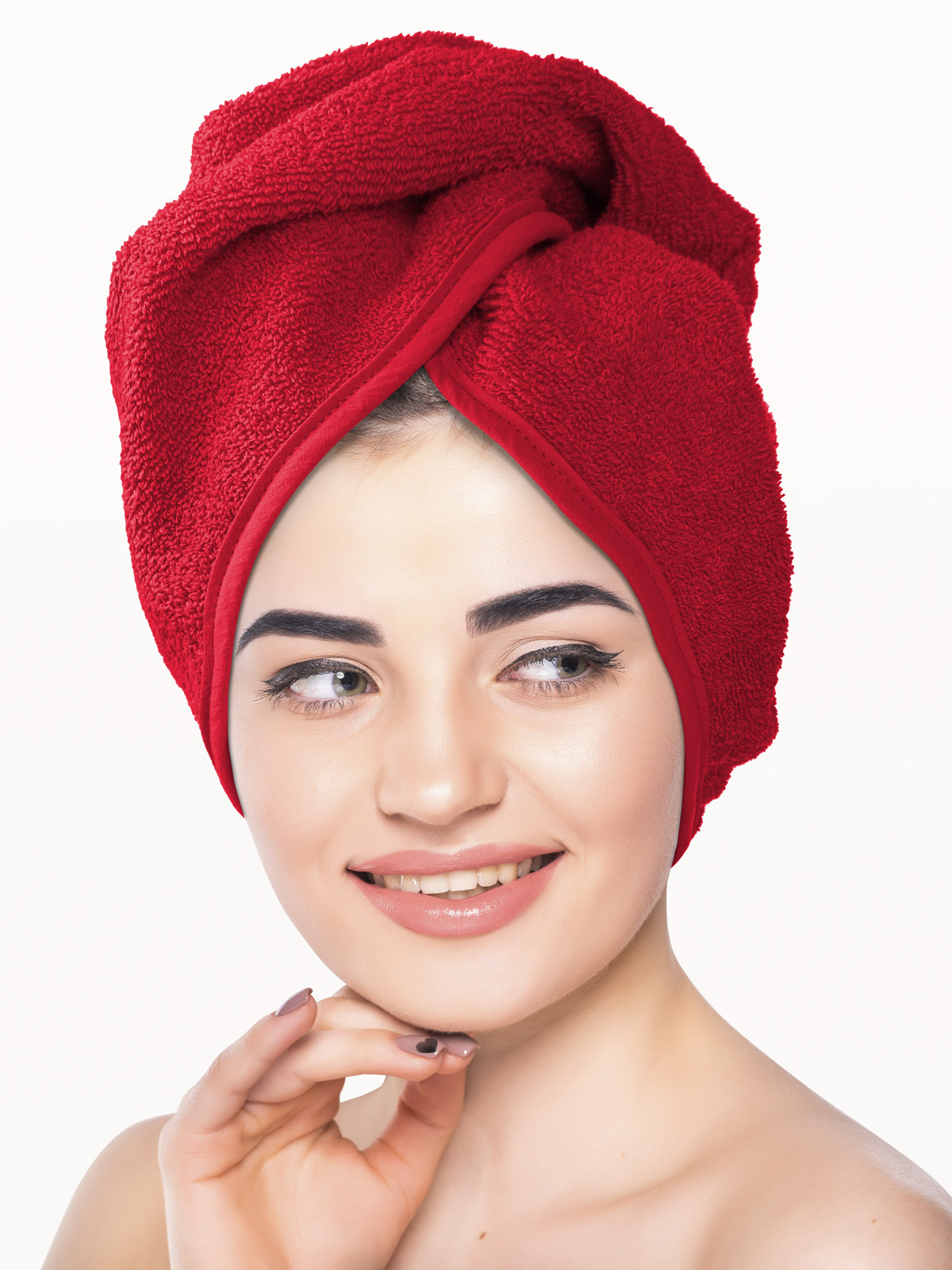 Hair turban towel A418 - red | MODONE wholesale - Clothing For Men