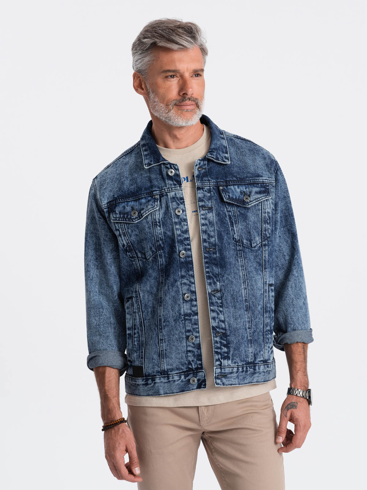 Men's denim katana jacket - denim V4 OM-JADJ-0123 | MODONE wholesale ...