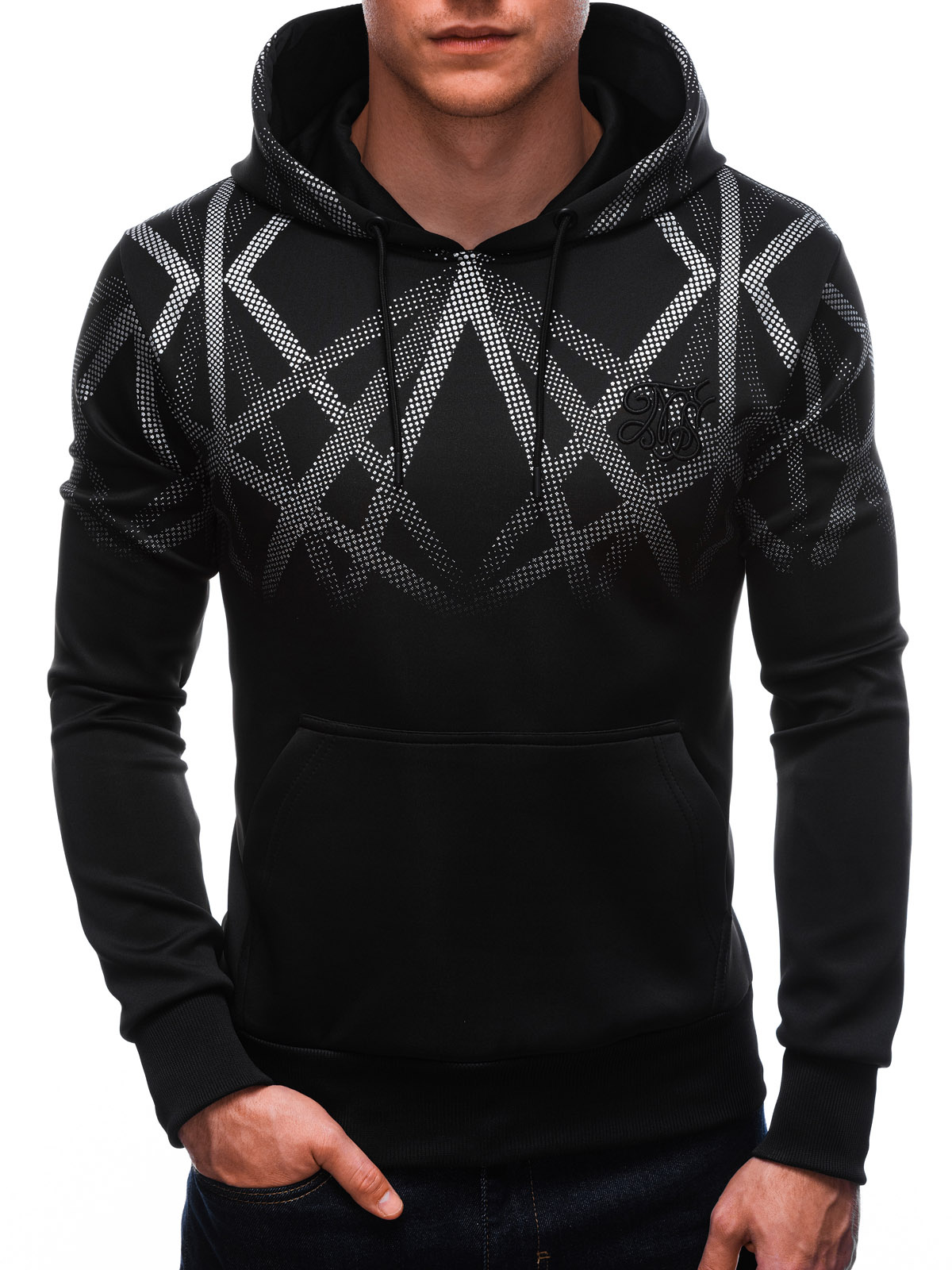 Men's hoodie B1435 - black/silver | MODONE wholesale - Clothing For Men