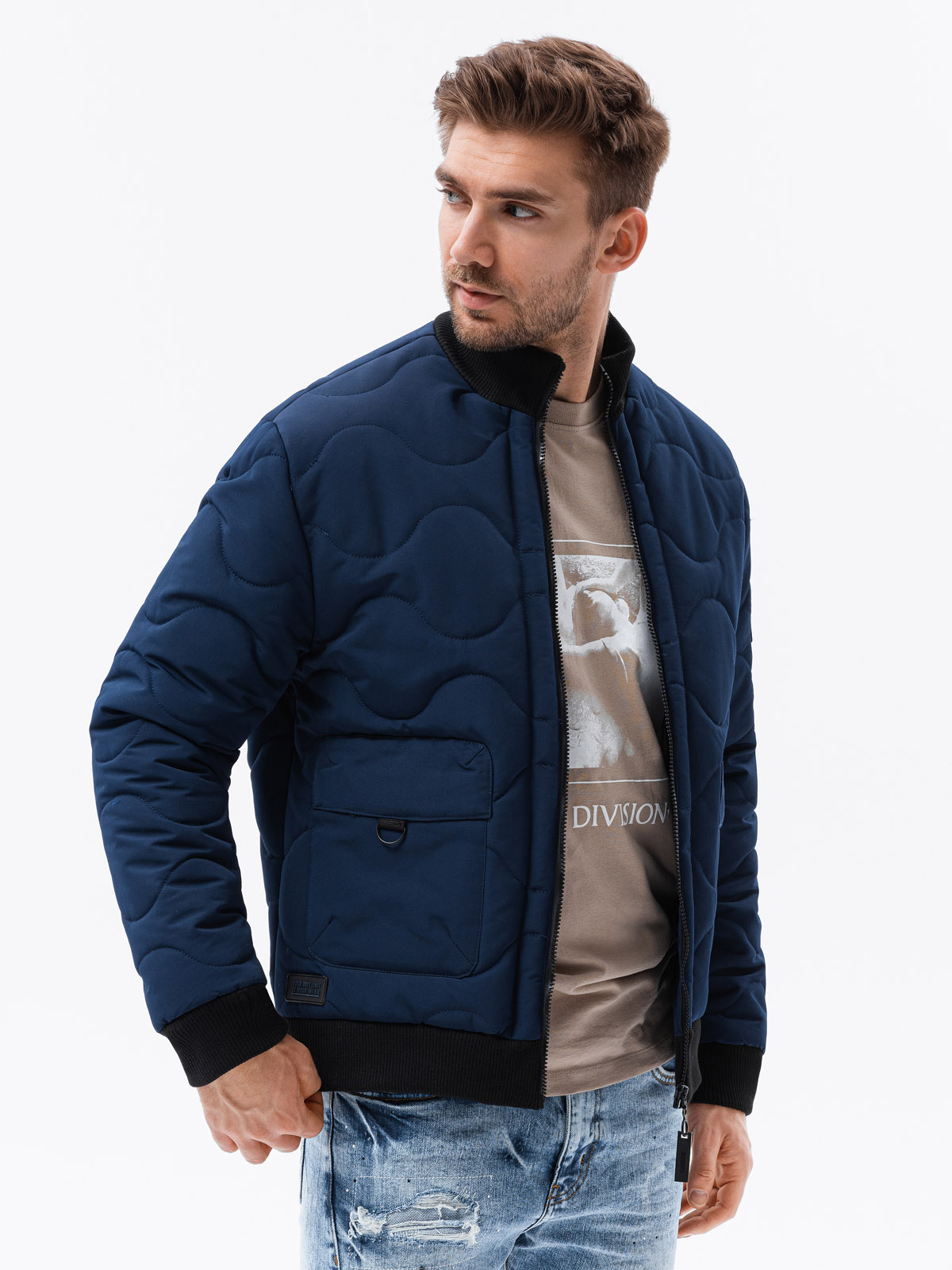 Men's insulated bomber jacket C515 - navy V4 | MODONE wholesale ...