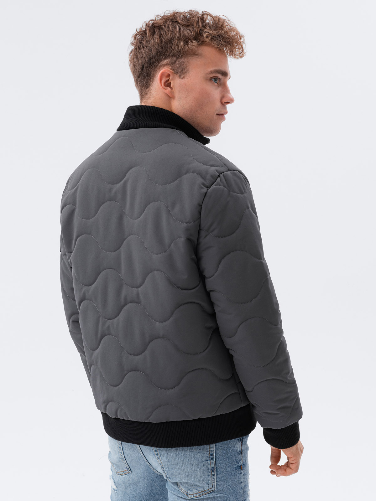 Men's insulated bomber jacket - dark grey C515 | MODONE wholesale ...
