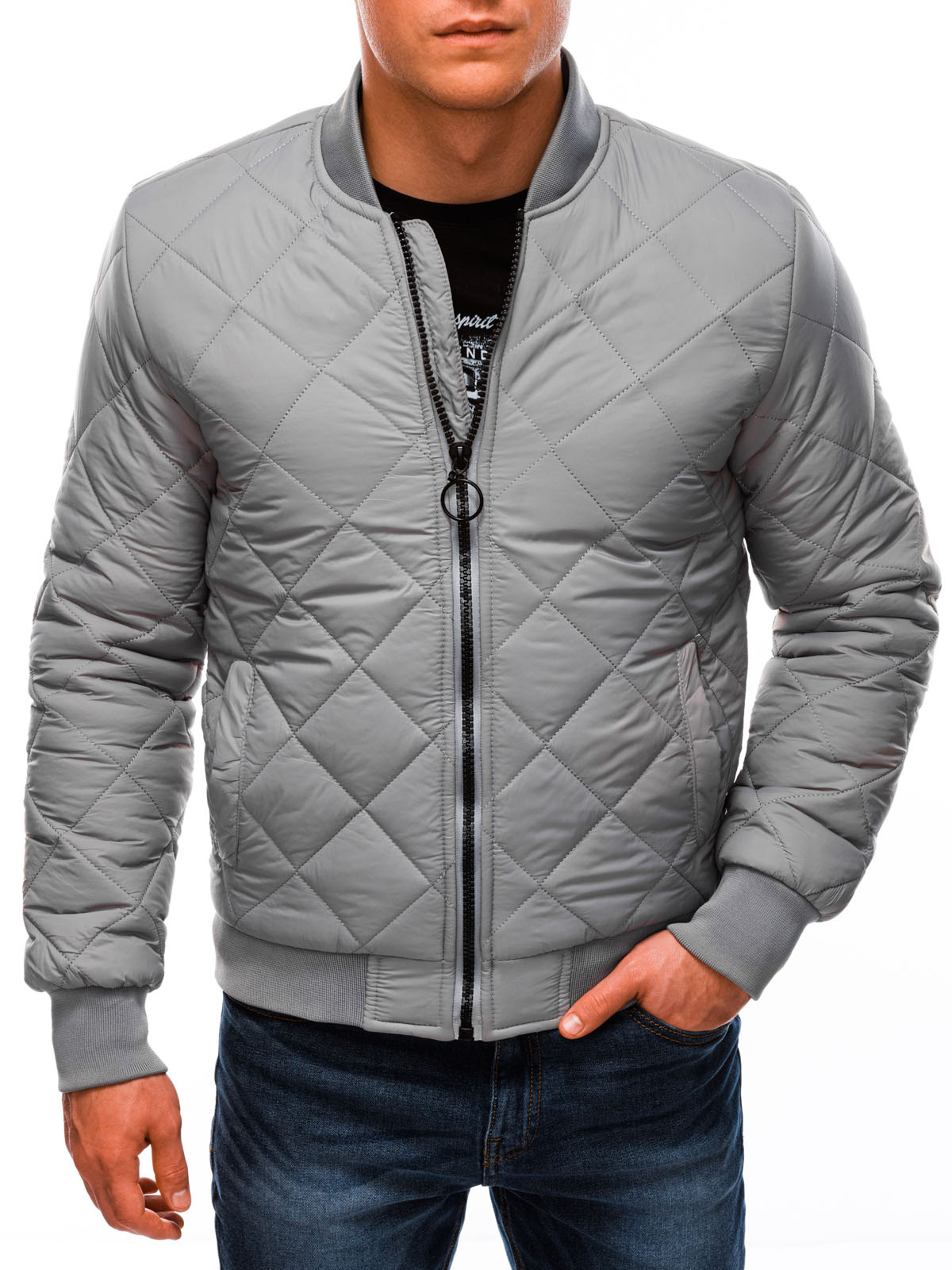 Men's mid-season jacket C531 - grey | MODONE wholesale - Clothing For Men