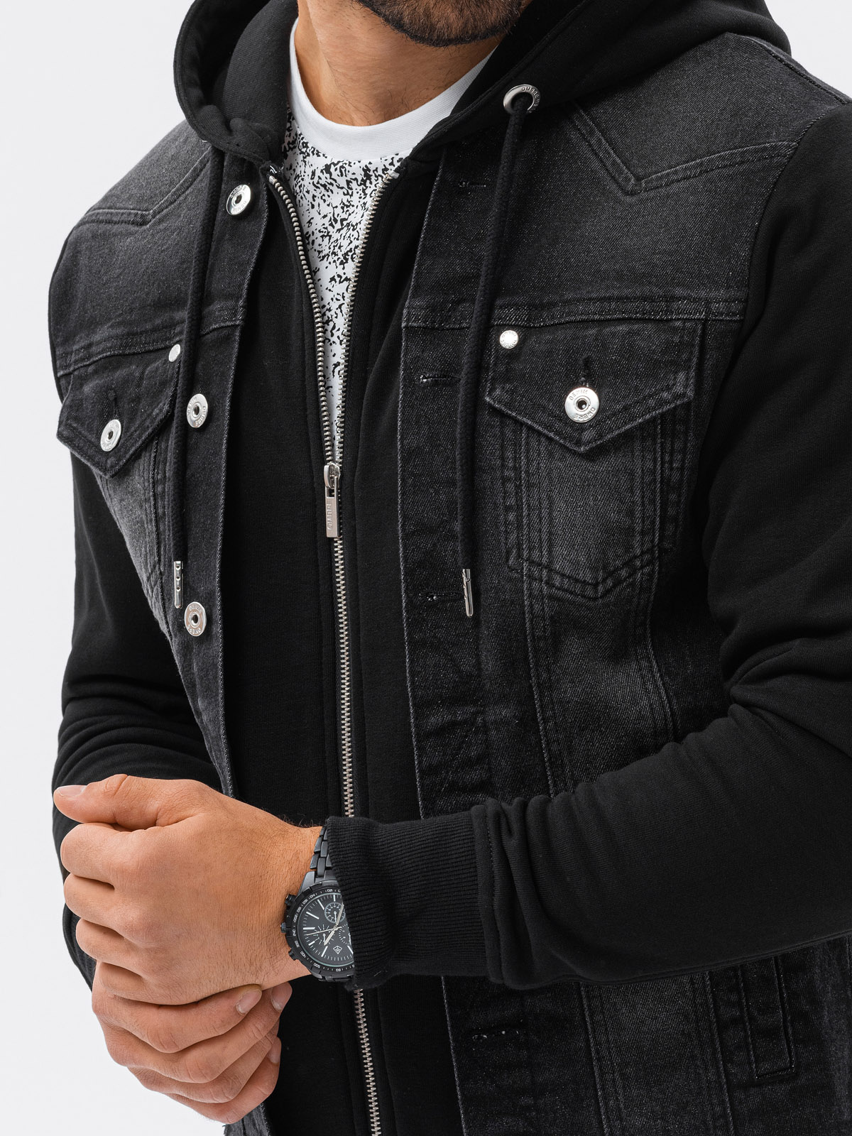 Men's mid-season jeans jacket - black OM-JADJ-0124 | MODONE wholesale ...