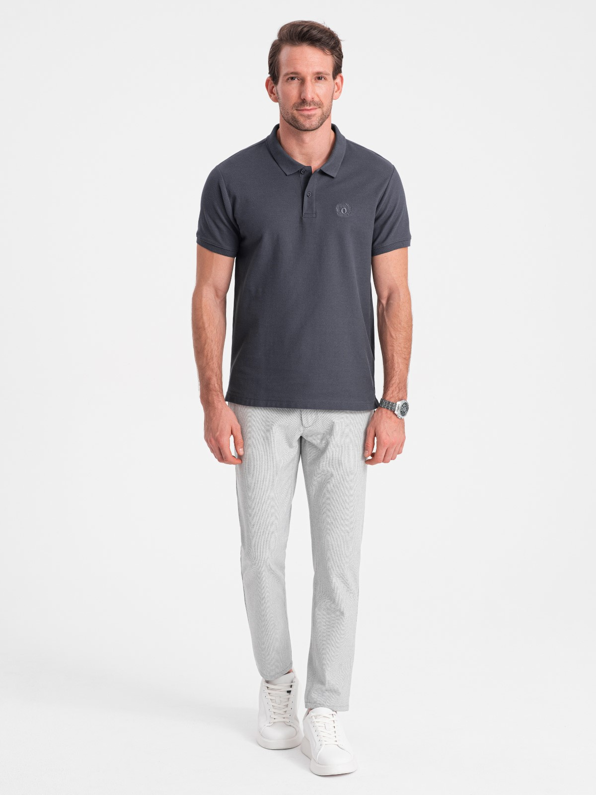 Men's pique knit polo shirt - graphite V3 S1374 | MODONE wholesale ...