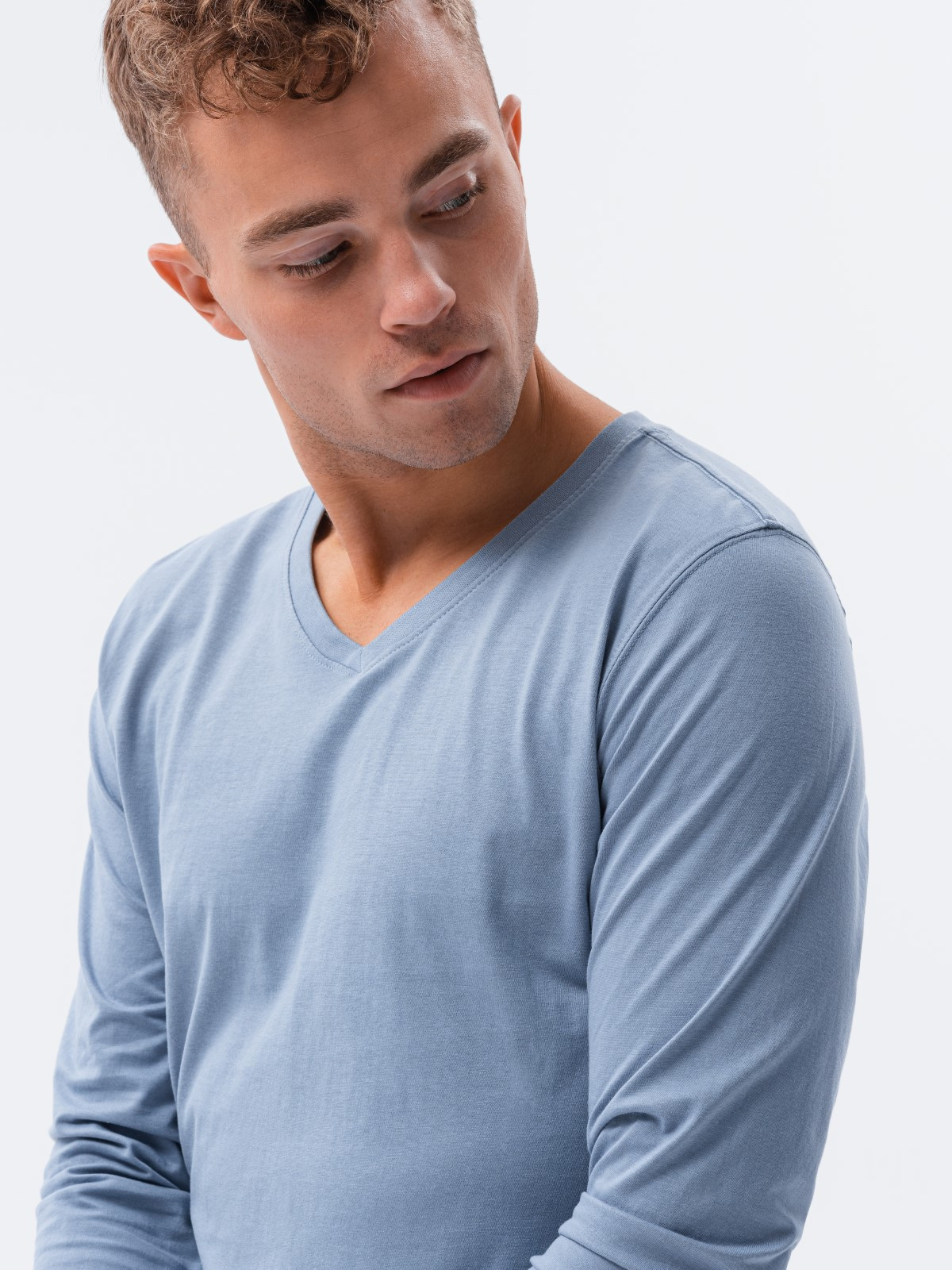 Men's plain longsleeve - light blue L136 | MODONE wholesale - Clothing ...