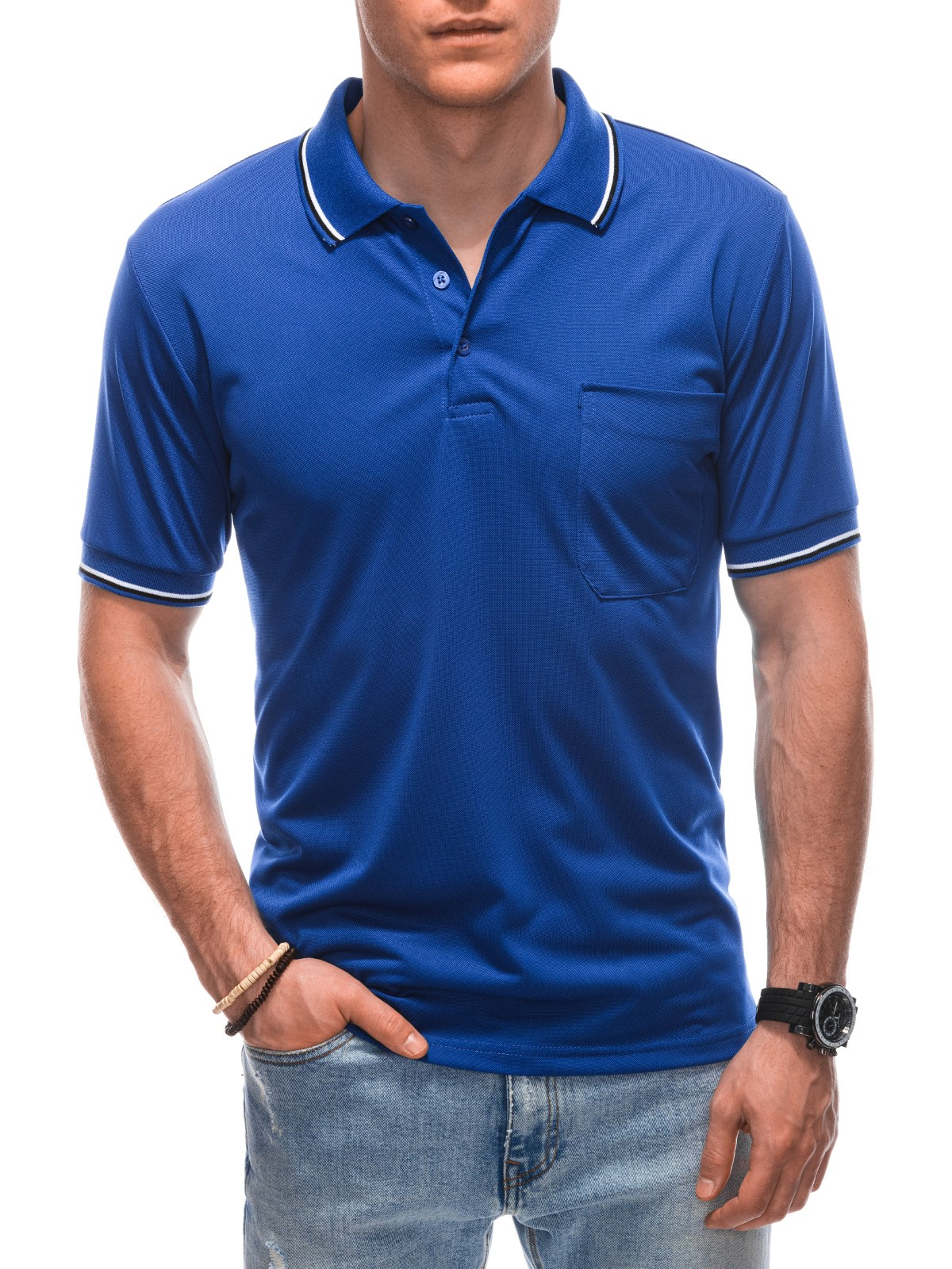 Men's plain polo shirt S1852 - blue | MODONE wholesale - Clothing For Men