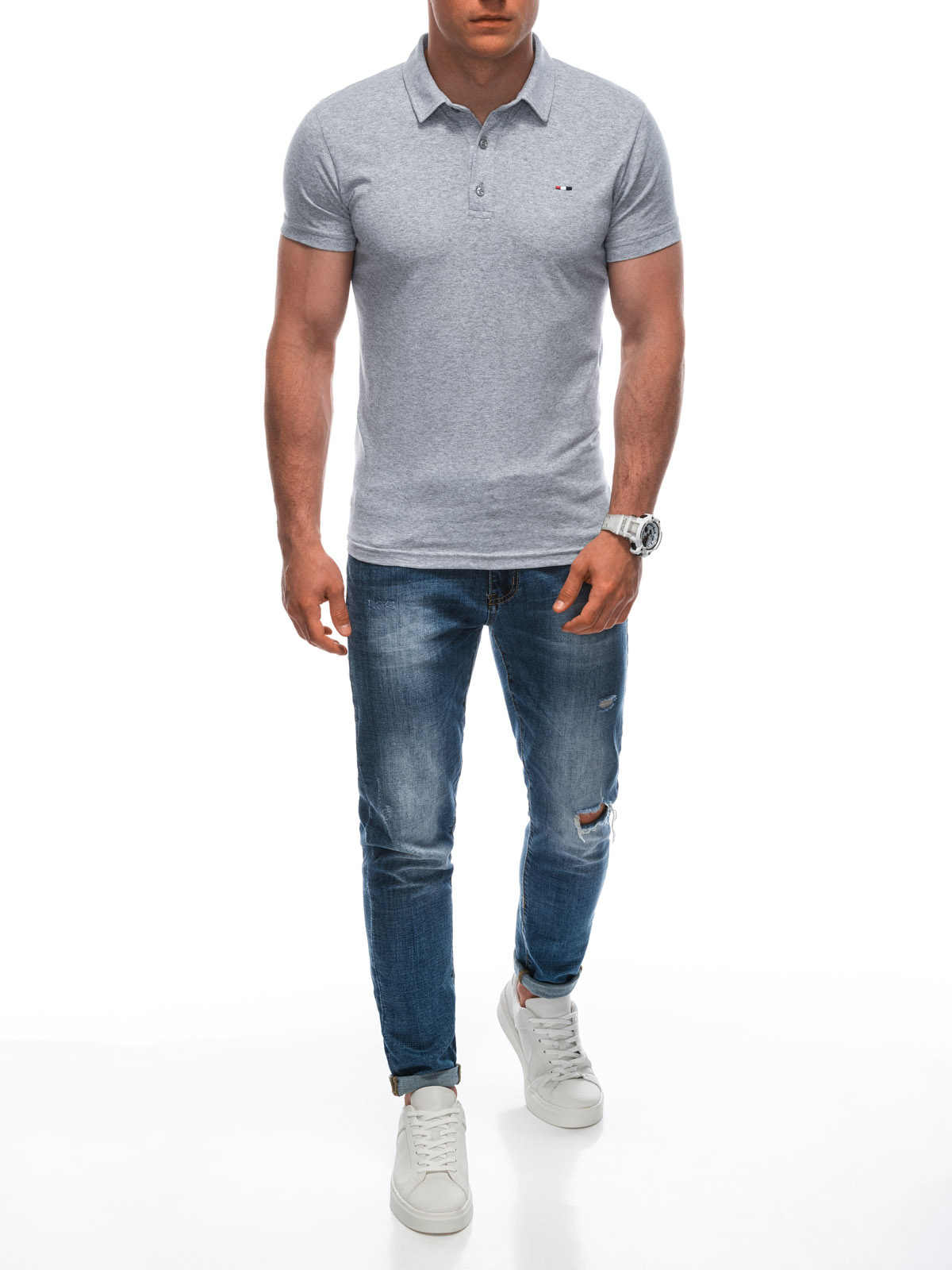 Men's plain polo shirt S1940 - grey | MODONE wholesale - Clothing For Men