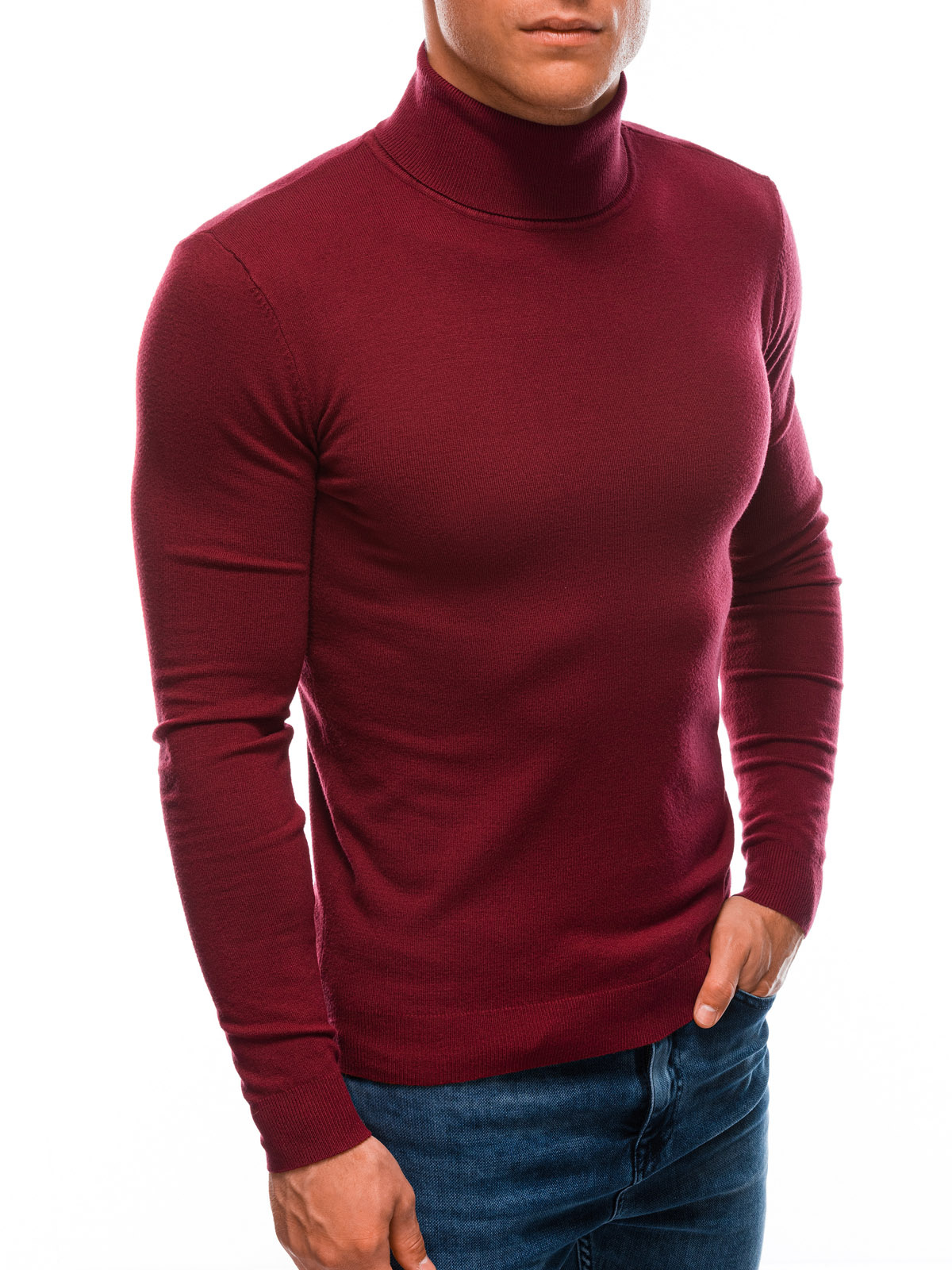Men's polo neck E205 - dark red | MODONE wholesale - Clothing For Men
