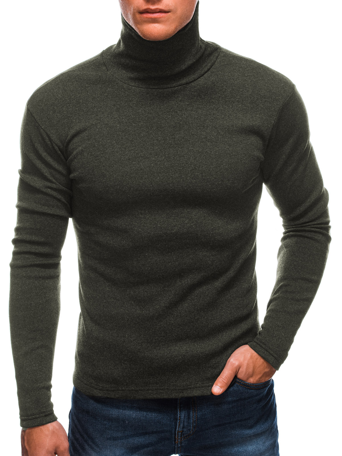 Men's polo neck E213 - khaki | MODONE wholesale - Clothing For Men