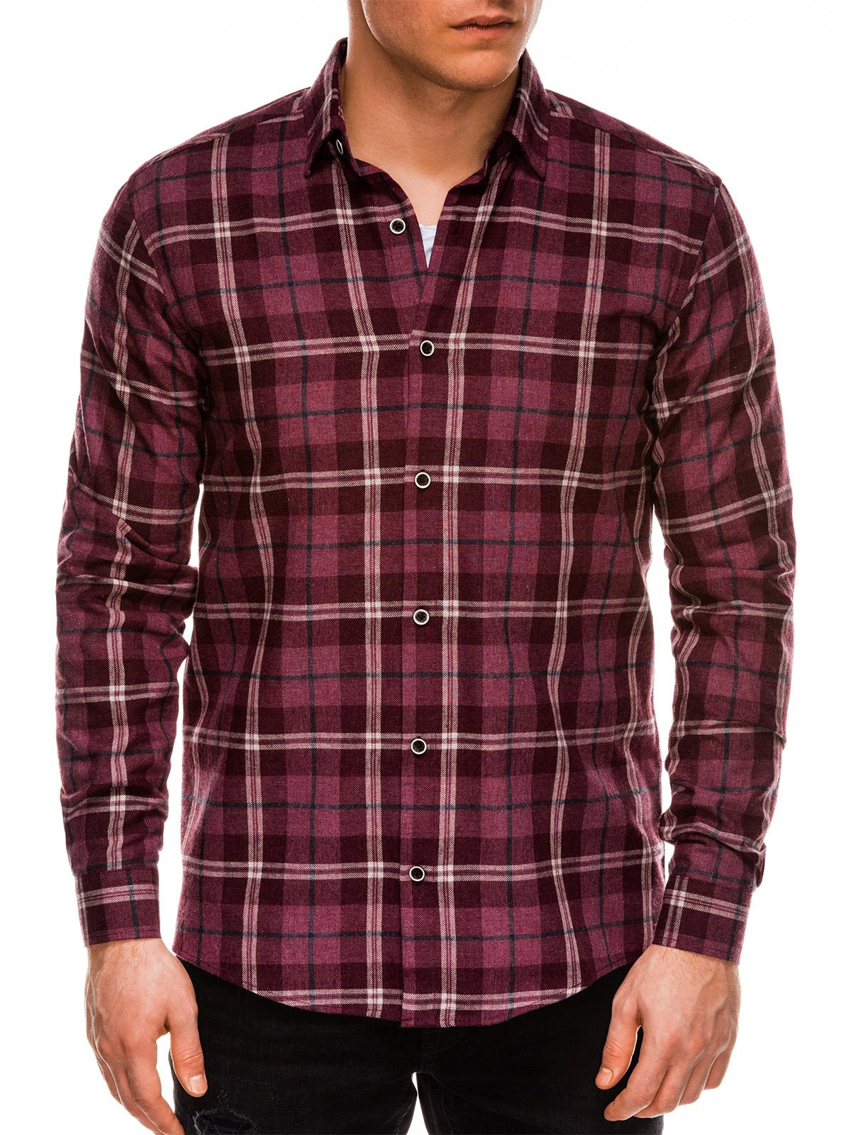 Men's shirt with long sleeves - dark red K511 | MODONE wholesale - Clothing For Men