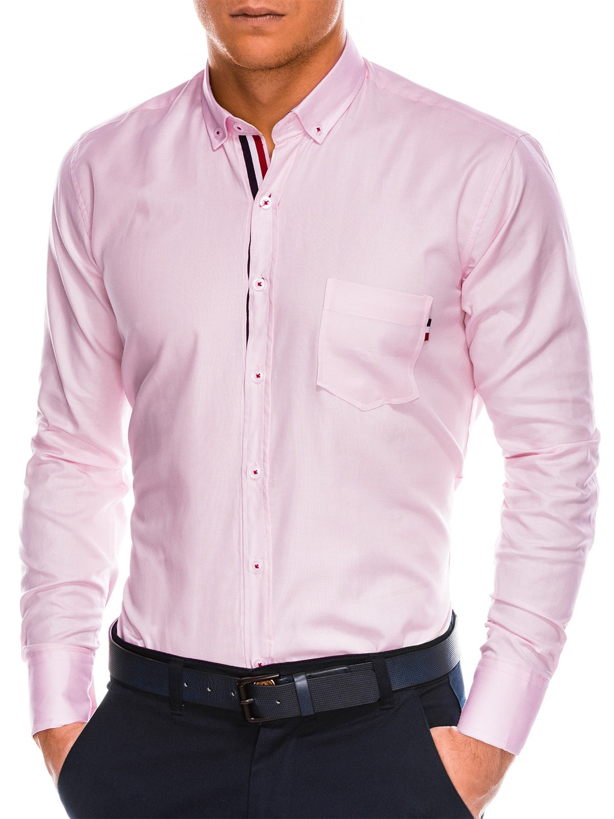Men's shirt with long sleeves - powder pink K490 | MODONE wholesale ...