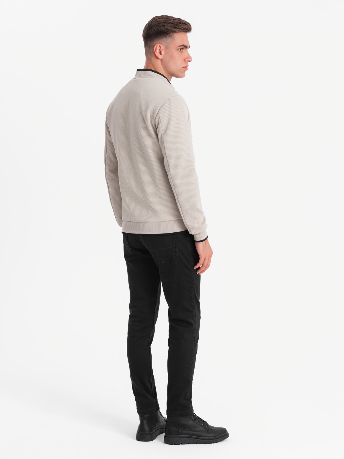 Men's structured fabric bomber jacket - beige V1 OM-JANP-0142 | MODONE ...