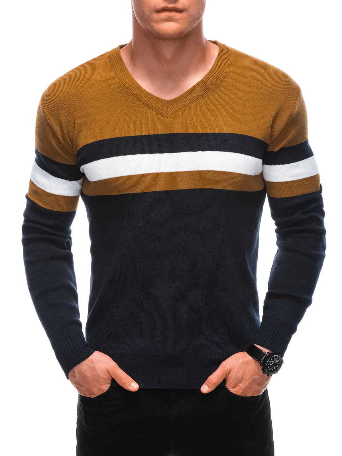 Men's sweater E224 - mustard | MODONE wholesale - Clothing For Men