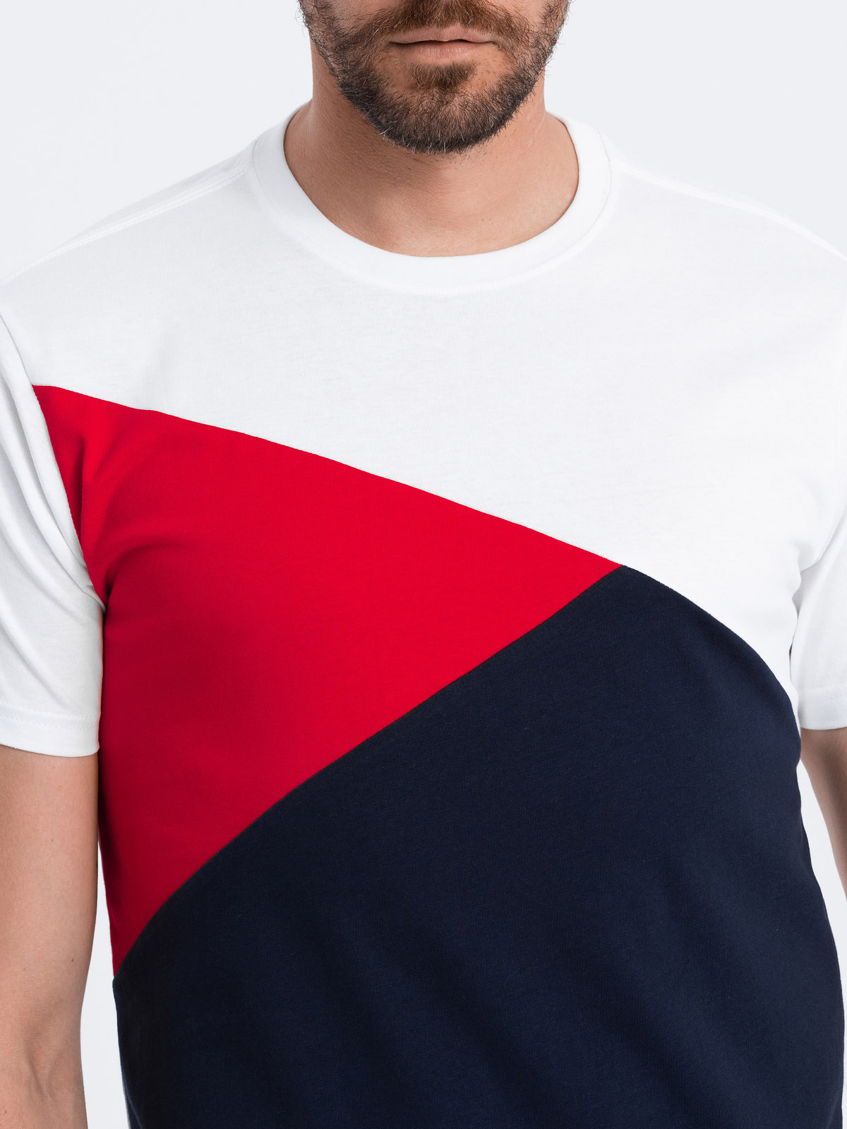 Men's tricolor t-shirt - navy blue V3 S1640 | MODONE wholesale ...