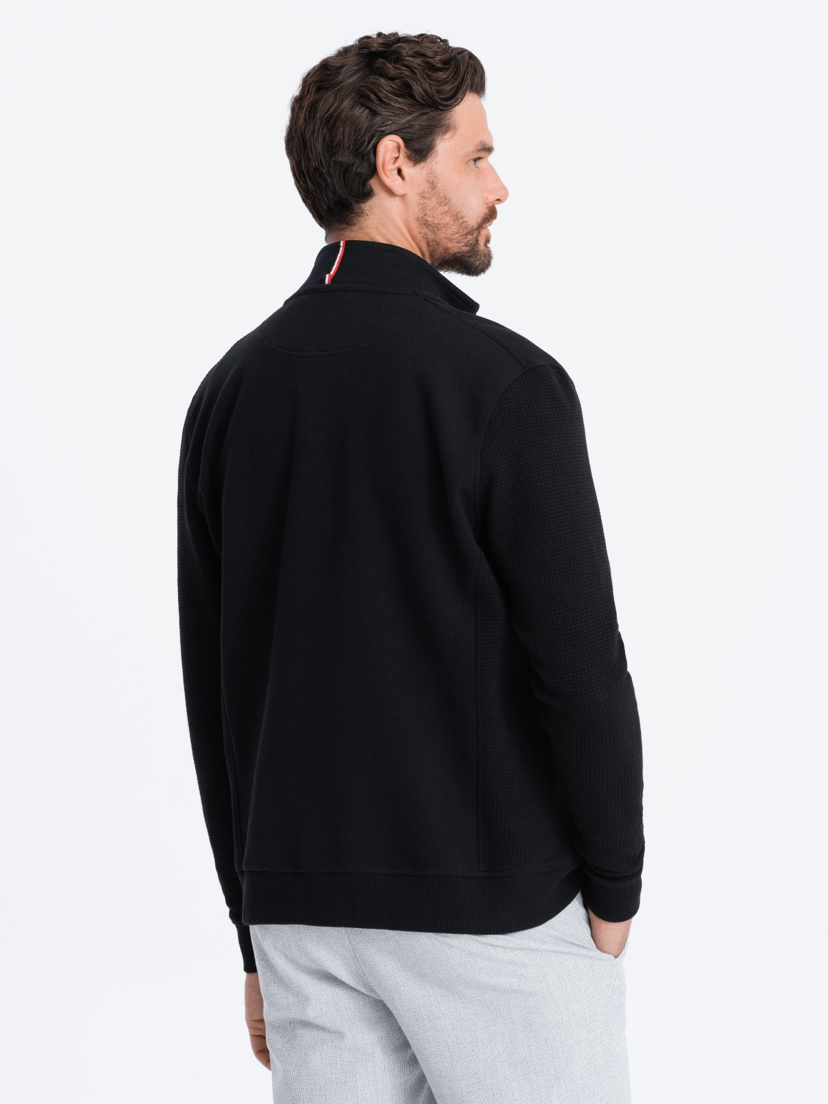 Men's unbuttoned jacket with quilted front - black V2 OM-JANP-0103 ...