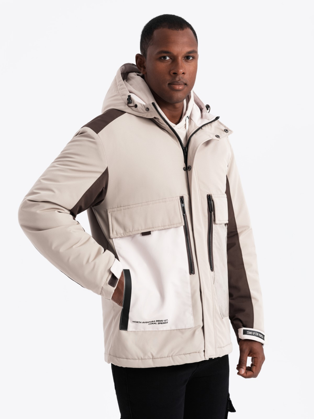 Men's winter jacket - beige C460 | MODONE wholesale - Clothing For Men
