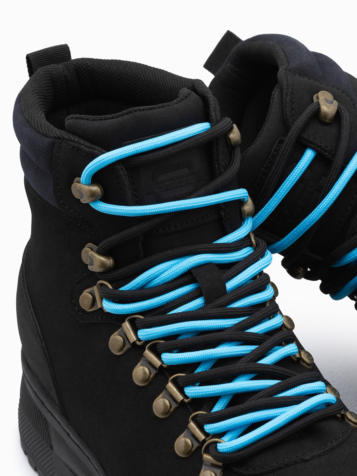 Men's winter trekking boots with contrasting laces - black V3 OM-FOBO ...
