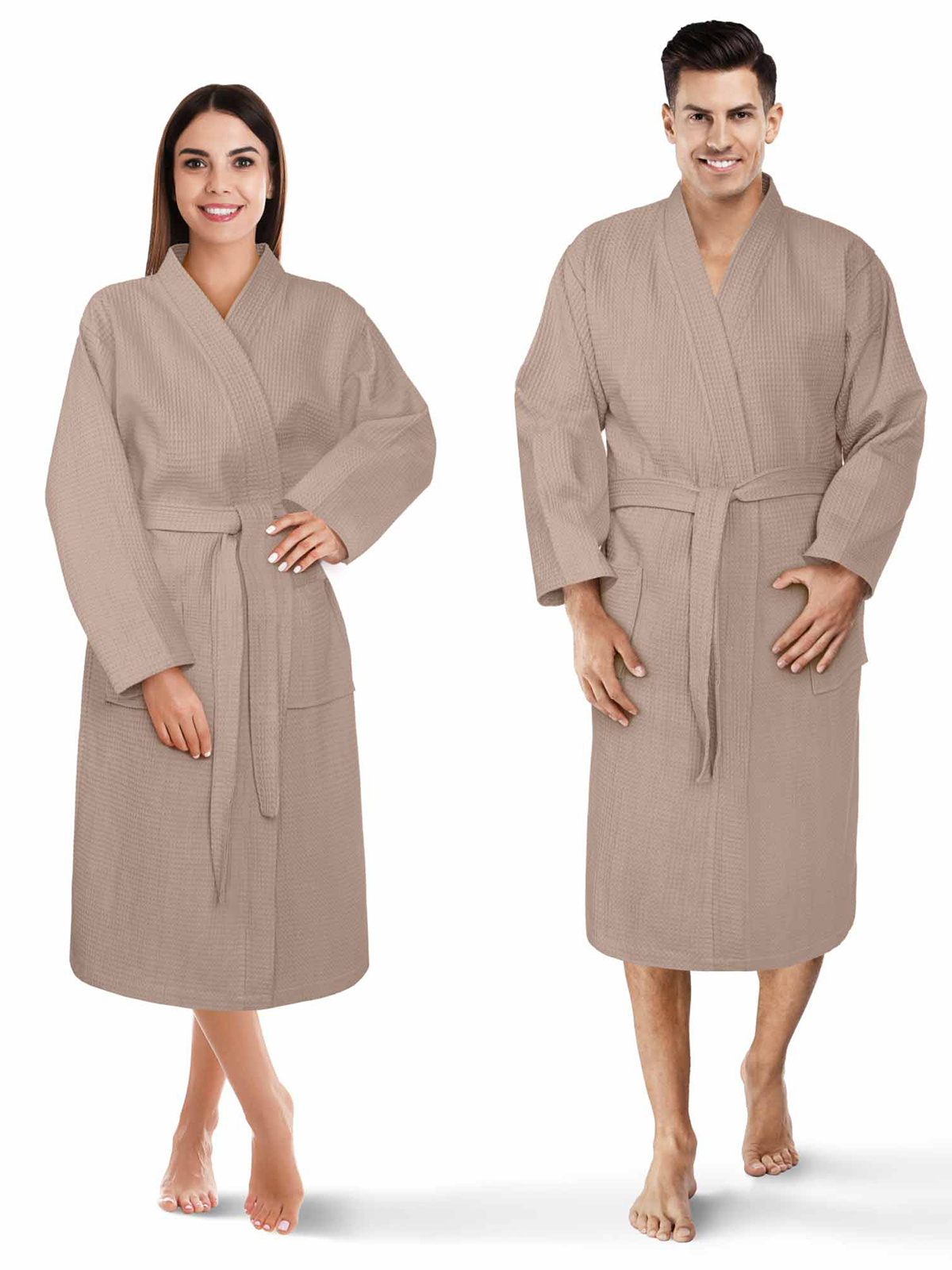 Waffle bathrobe A619 - beige | MODONE wholesale - Clothing For Men