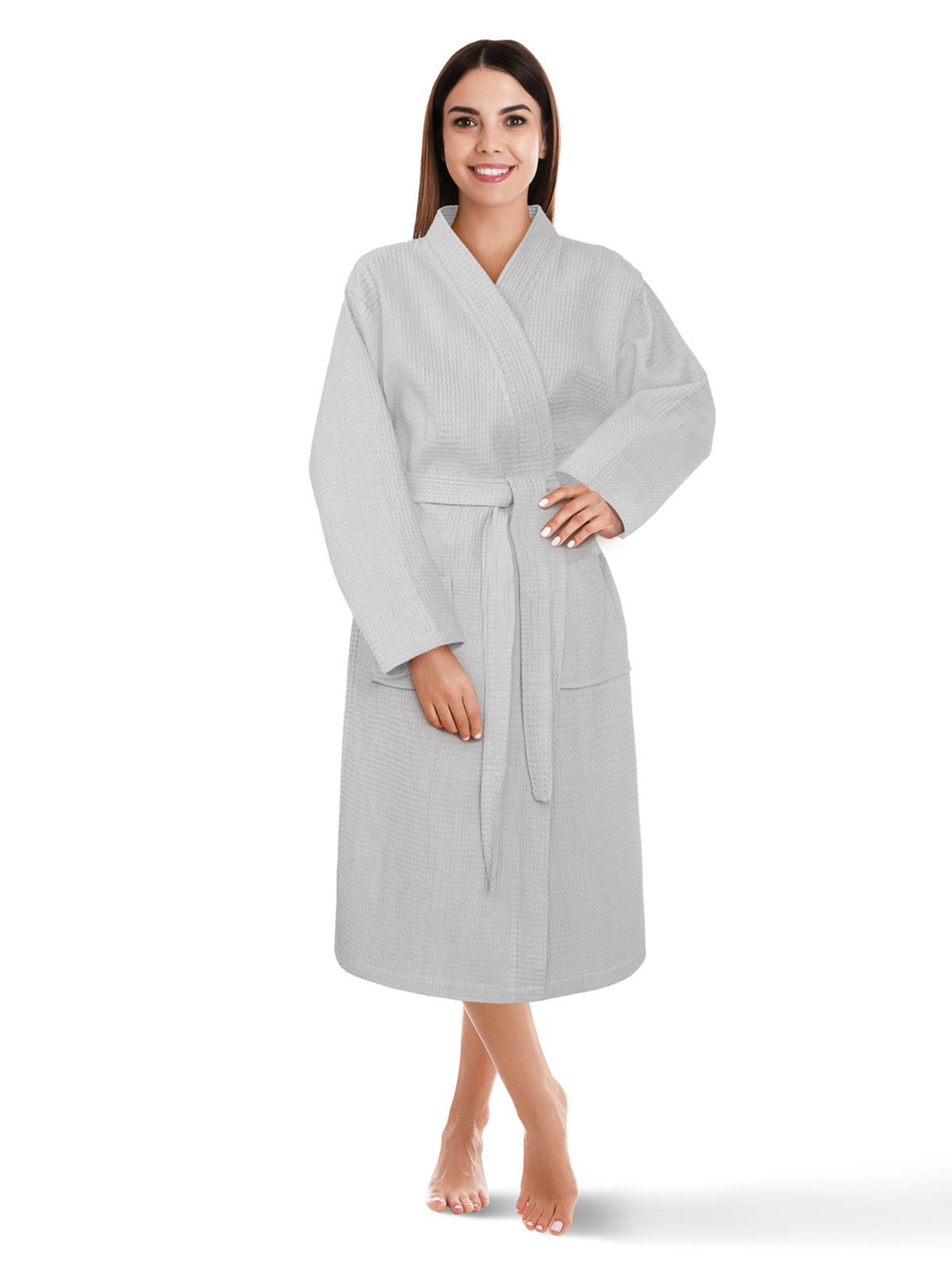 Waffle bathrobe A619 - grey | MODONE wholesale - Clothing For Men