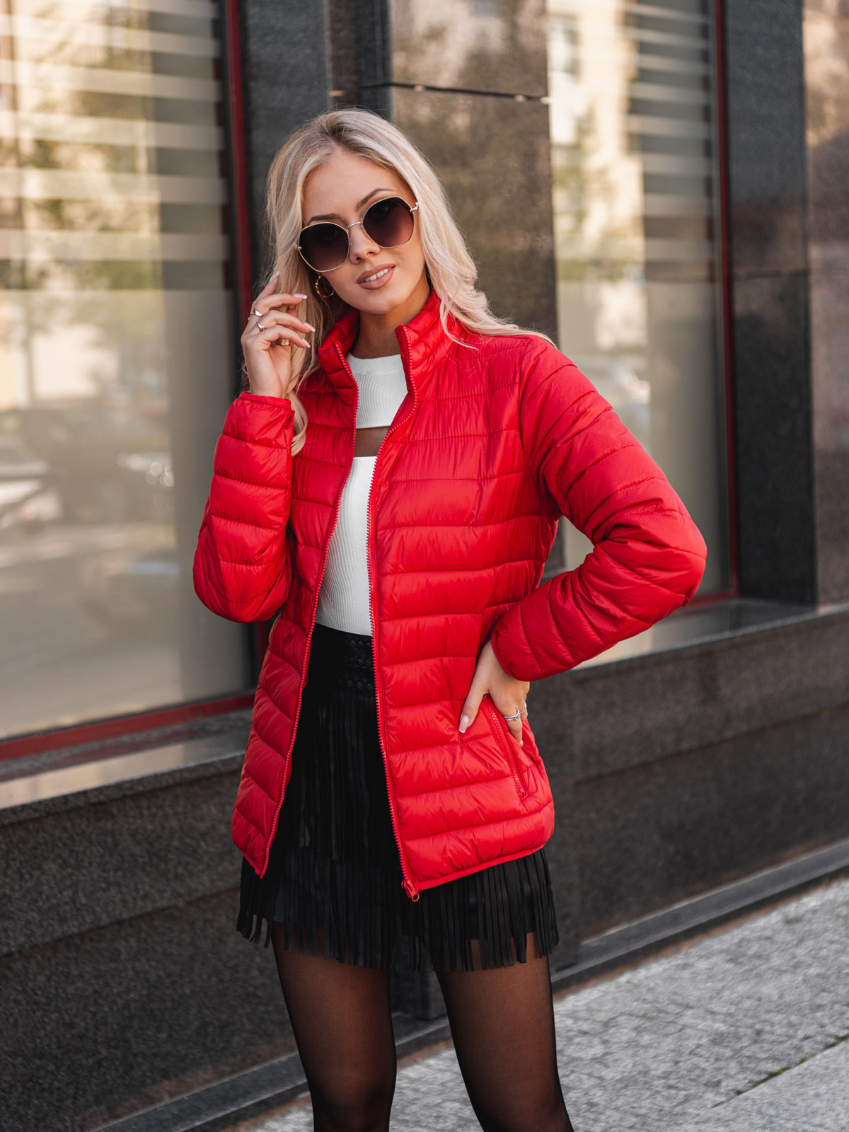 Women's mid-season jacket CLR012 - red | MODONE wholesale - Clothing ...