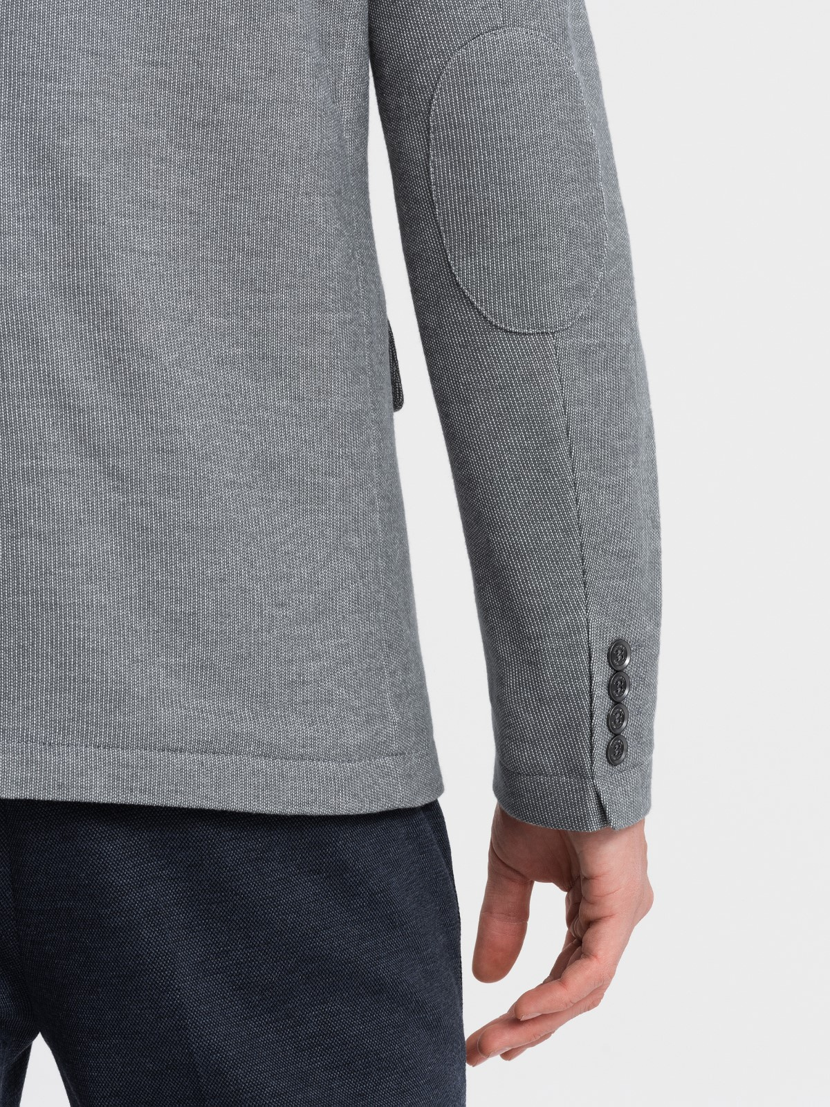Marynarka męska z łatami na łokciach - jasnoszara V1 OM-BLZB-0108 | MODONE wholesale - Clothing ...