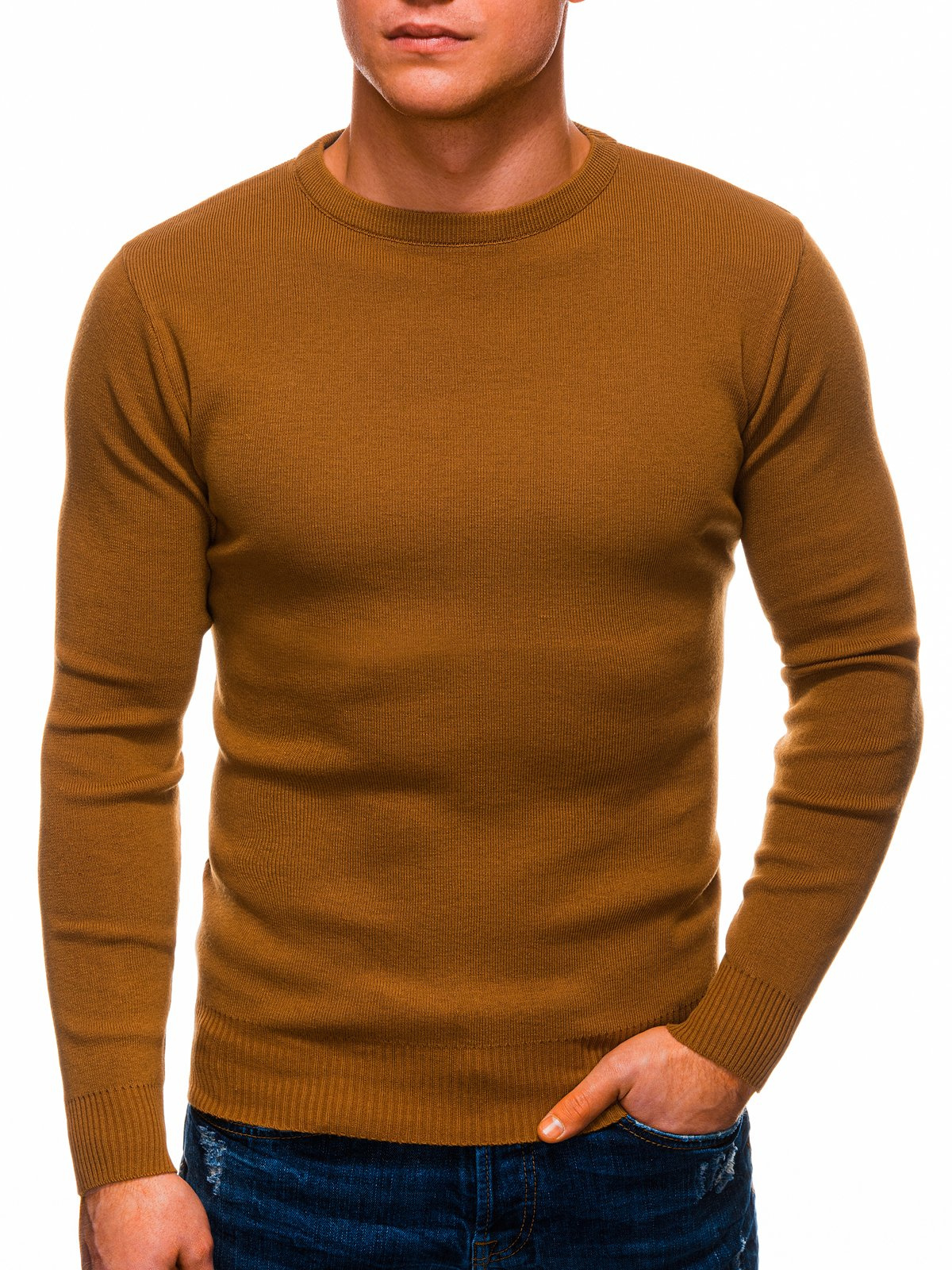 Sweter męski E153 - rudy | MODONE wholesale - Clothing For Men